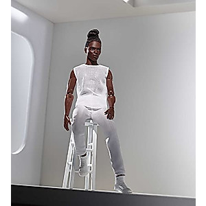 Barbie Signature Looks Ken Doll (Brunette with Braids & Bun Hairstyle) Fully Posable Fashion Doll Wearing White Shirt & Pants, Gift for Collectors