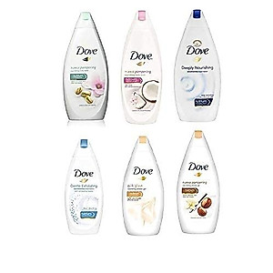Dove Body Wash Variety - Shea Butter, Deep Moisture, Pistachio Cream, Coconut Milk, Gentle Exfoliating and Silk Glow, 16.9oz Each International Version ,16.9Oz, 6 Count (Pack of 1)