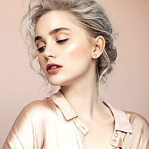 Cubic Zirconia Stud Earrings Princess Cut Square CZ Hypoallergenic 316L Surgical Steel Helix Earrings for Women Men 5 Pairs (C)