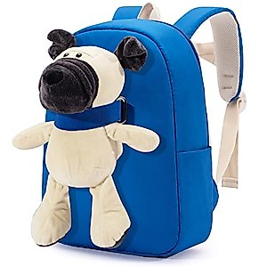 Orleens Small Toddler Kids Backpack for Girls Boys, Gift Bag for 3-6 Years Old Children Stuffed Puppy Toys 9 Inch