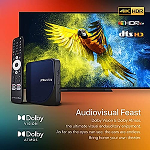 RockTek G2 4K Andriod TV 11.0 Streaming Box, Netflix & Google Certified TV Box with Google Assistant; HDR Movies, Dolby Vision-Atomos, WiFi 6 & Bluetooth 5 with Amlogic S905X4-K, 4GB DDR4 + 32GB eMMC