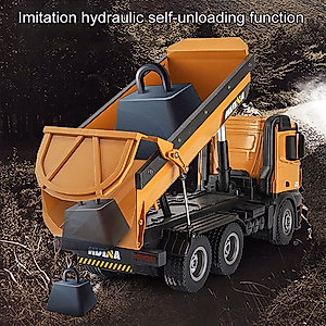 Fistone RC Dump Truck 1/14 Scale 10 Channel Alloy Die-cast 2.4G Remote Control Construction Vehicles Toys with Lights for Kids and Adults