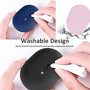 Compatible for Google Pixel Buds Pro 2022 Case Cover, [Front LED Visible] [Keychain] Silicone Protective Cover Case for Google Pixel Pro Case (Black)