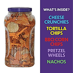 Utz Party Mix - 26 Ounce Barrel - Tasty Snack Mix Includes Corn/Nacho Tortillas, Pretzels, BBQ Corn Chips and Cheese Curls, Easy and Quick Party Snacks, Cholesterol Free and Trans-Fat Free