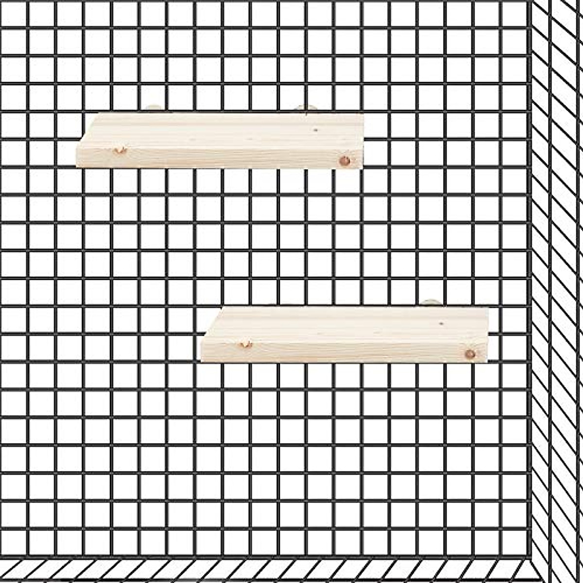 AHANDMAKER Pet Perch Platform Stand Wood, 2 Pcs Square Shelf Stand Board for Small Animals Parrot Gerbil Rat Mouse Chinchilla Hamster Cage Accessories Exercise Toys