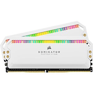 Corsair Dominator Platinum RGB DDR4 32GB (2x16GB) 3600MHz C18 Desktop Memory (12 Ultra-Bright CAPELLIX RGB LEDs, Patented DHX Cooling, Wide Compatibility, Intel XMP 2.0) White