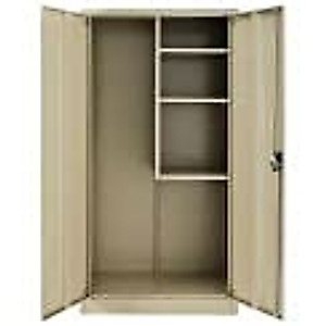 Global Industrial Unassembled Janitorial Cabinet, 36x18x72, Tan