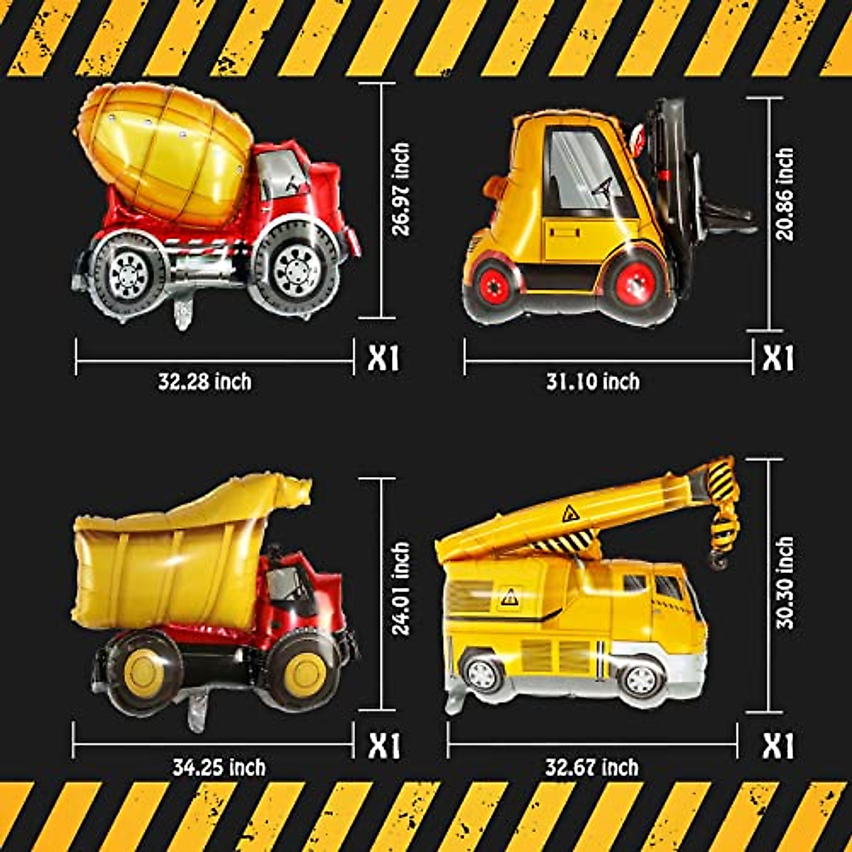 9 pcs Construction Balloons,Construction Birthday Party Supplies,Kids Birthday Party Favor Decorations Perfect for Your Dump Truck Party