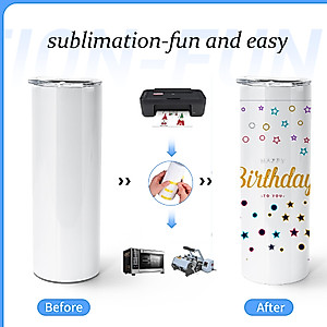 Icesip 50 Pack Sublimation Tumblers Blank 20 oz Straight Skinny Tumbler with Straw, Individually Boxed Sublimation Tumbler Cups Wholesale Blank White for Heat Transfer