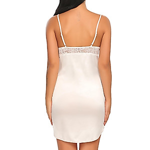 Avidlove Night Dresses for Women Sleep Satin Nightgowns Women's Lingerie, Sleep & Lounge White Medium