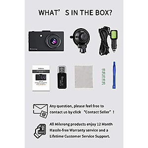 Milerong Dash Camera for Cars, FHD 1080P Mini Dash Cam with Super Night Vision, Portable Dash Cam Front, Small Dash Cam with Parking Mode, Loop Recordinng, Motion Detection,WDR, G-Sensor