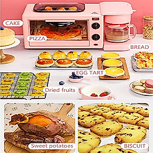 Breakfast Machine Multifunctional ９L Electric Oven,Mini Small Home Toaster Home Multi Functional Three-in-One Automatic Breakfast Coffee Machine Air Fryer (Red Set Meal 1)