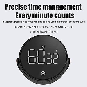 Digital Kitchen Timer - Magnetic with Large LED Display, Volume Adjustable Countdown/up Clock, Twist One Button Operation for Teacher Kids and Elderly,for Classroom Home Work Fitness