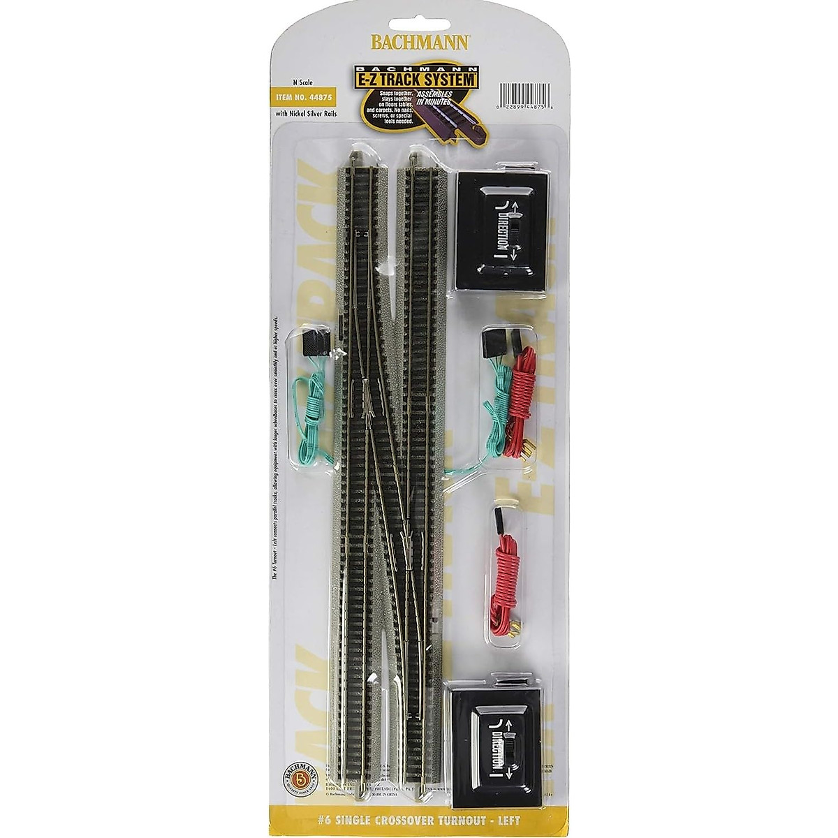 Bachmann Industries E-Z Track 6 Single Crossover Turnout - Left (1/card) N Scale, Grey