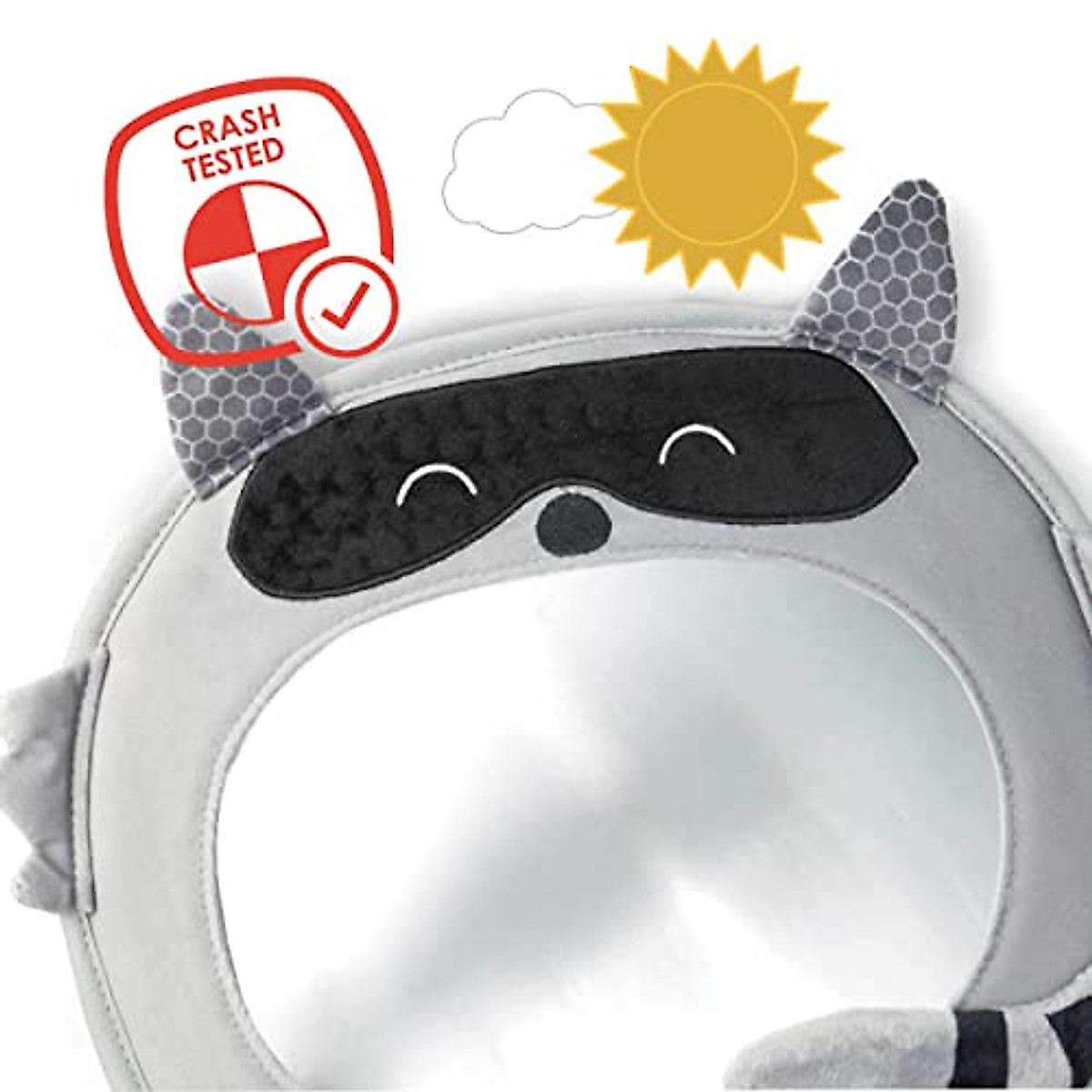 Diono Easy View Racoon Character Baby Car Mirror, Safety Car Seat Mirror for Rear Facing Infant, Fully Adjustable, Wide Crystal Clear View, Shatterproof, Crash Tested