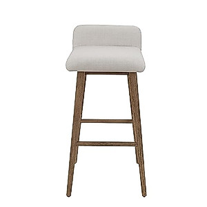 Ball & Cast Upholstered Pub Height Bar Stools 30 inch Kitchen Wooden Stool Chairs Set of 2, Linen