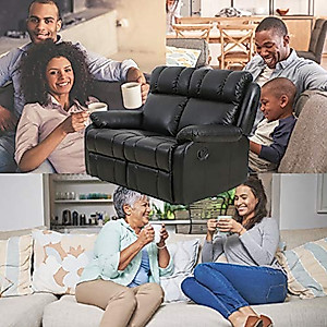 BestMassage Recliner Sofa for Living Room loveseat Sofa Couch PU Leather Sofa Recliner Couch Manual Reclining Sofa for Home Furniture