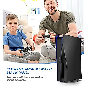 Black PS5 Faceplate Case Cover Customized PS5 Plate for Disc Playstation 5 Console Hard Shell Skin Replacement Cover Plates Matt Black Side Plate for Playstation 5