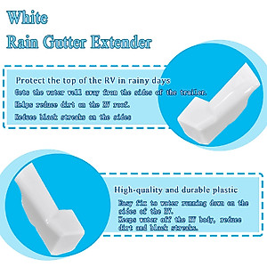 RV Gutter Spouts, White Rain Gutter Extensions to Protect The Top of RV in Rainy Days, Reduce Dirt and Black Streaks on Your RV（4 Left & 4 Right）