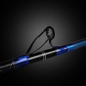 Fiblink 1-Piece Jigging Spinning & Casting Rod Deep Sea Speed Fishing Rod Saltwater Jig Pole with SuperPolymer Handle (30-50lb/50-80lb, 5-Feet 6-Inch) (Blue-Casting 30-50lb)