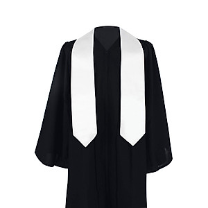 GraduationMall Unisex Adult Plain Graduation Stole 60" White