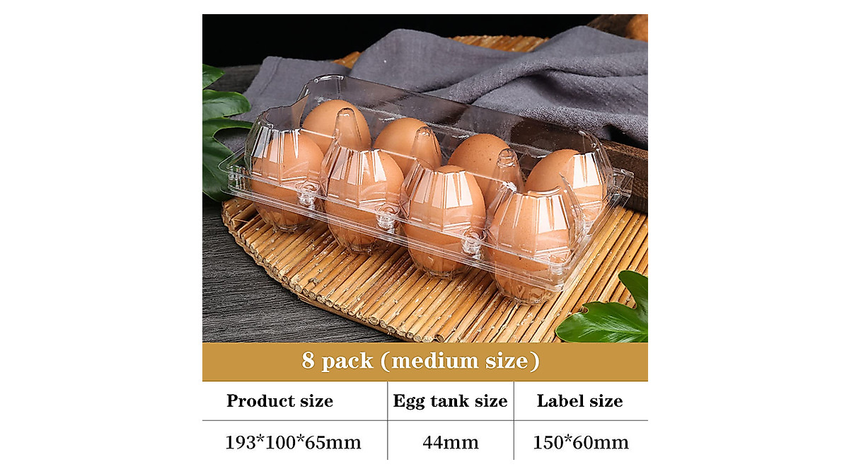 Clear Plastic Egg Cartons for 8 Eggs - 20 Pack
