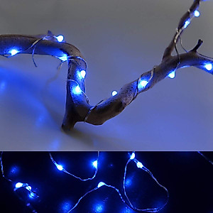 12 Pack Fairy Lights Battery Operated with Timer 6.5feet Silver Wire 20 LEDs Waterproof 8 Modes Twinkle Lights for Garden Bedroom Wedding Christmas Party Mason Jar Decor Celebration Lighting (Blue)