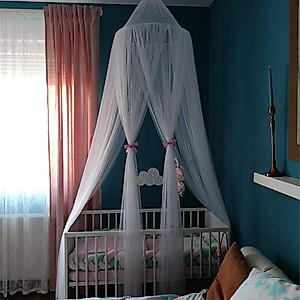 OldPAPA Bed Canopy for girls - Princess Bed Canopy Mosquito Net Nursery Play Room Decor Dome Premium Yarn Netting Curtains Baby Game Dream Castle, White