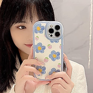 PNATEE Case Compatible for iPhone 13 Mini, Cute Flower Soft TPU Protective Bumper Cover Women Girls, Blue Floral Pattern Phone Case for iPhone 13 Mini (5.4 inch)
