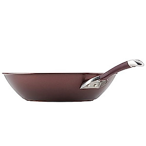 Circulon Symmetry Hard Anodized Nonstick Wok / Stir Fry Pan with Helper Handle - 14 Inch, Red