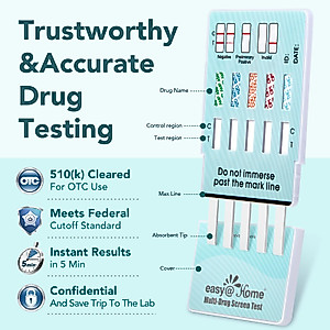 2 Pack Easy@Home 5 Panel Instant Drug Test Kits - Test Marijuana (THC), COC, OPI 2000, AMP, BZO - Urine Dip Drug Testing - #EDOAP-754