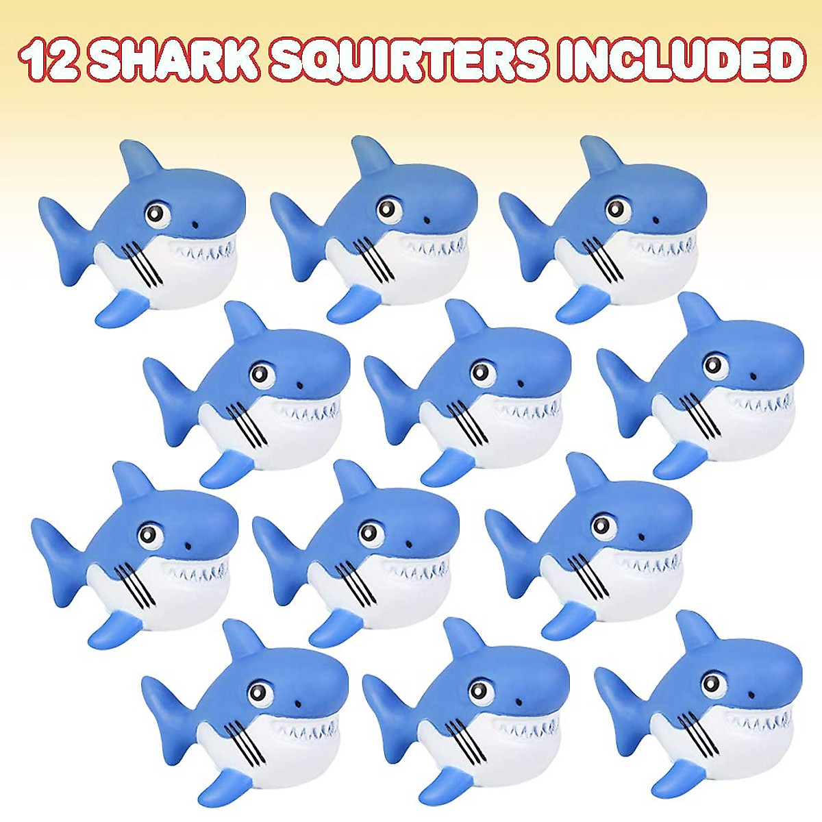ArtCreativity Rubber Squirting Sharks for Kids - Pack of 12 Bath Tub Squirts and Pool Toys for Toddlers, Safe and Durable Water Squirters, Birthday Party Favors, Piñata Fillers, Goodie Bag Stuffers