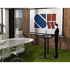 SHW Electric Height Adjustable Mobile Rolling Standing Desk Workstation, 40 x 24 Inches, Black