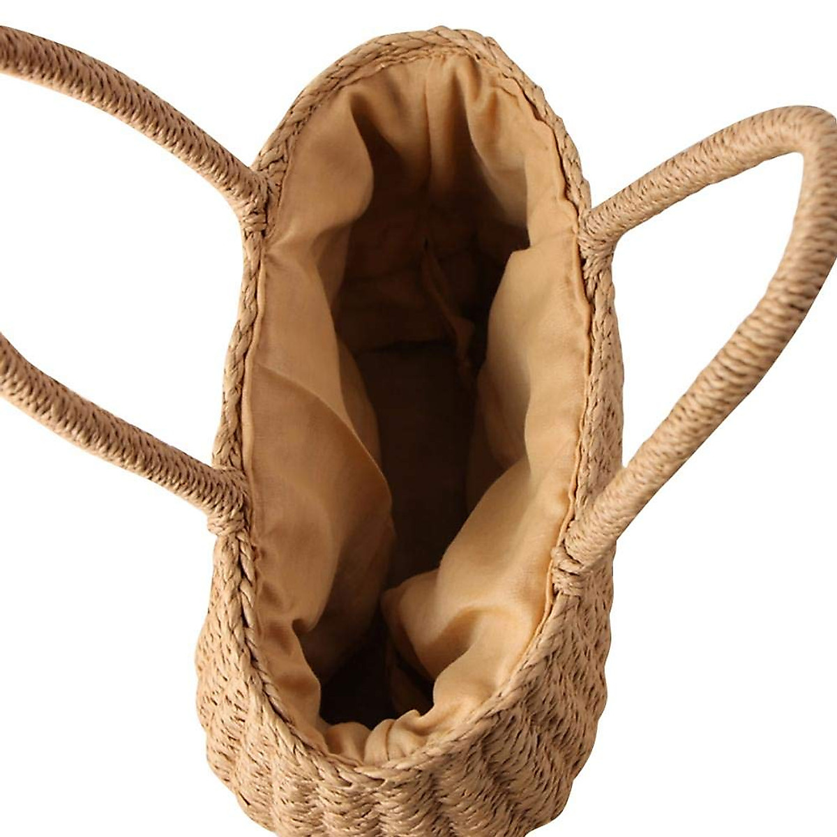 Foride Summer Evening Handbag, Straw Handmade Weave Handbag (Camel)