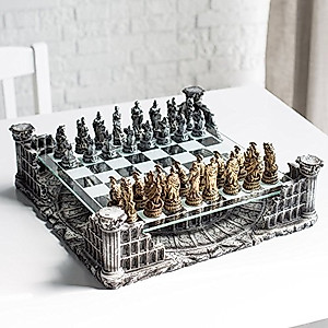 16.25" Roman Gladiators 3D Chess Set, Bronze & Silver Color, 2 Players