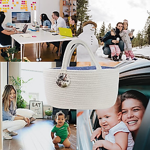 Baby Plus Me Diaper Caddy Organizer | Stylish Portable Nursery Basket with Removable Inserts | 100% Cotton Storage Bin for Changing Table | Easy to Use Snap On Buttons | Perfect Baby Gift (White)