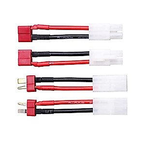 HobbyPark Tamiya Connector to Deans T Plug Adapter Cable for RC Cars Lipo/NiMH Battery Charging ESC Connection (4PCS)