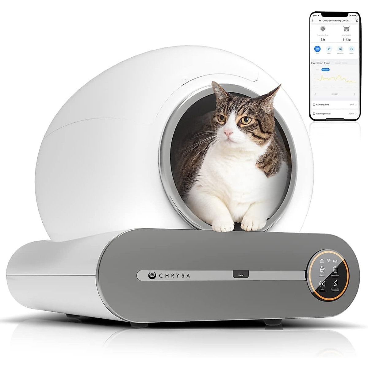 Automatic Smart Self-Cleaning Cat Litter Box,Automatic Cat Litter Cleaning Robot with 65L+9L Large Capacity/Smart Home App with Voice Control for Multiple Cats