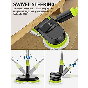 BIUBLE Cordless Electric Mop, Dual Spin Mops for Floor Cleaning, LED Headlight / Stand-Free / Water Sprayer, Rechargeable Scrubber Cleaner Mops with 300ML Water Tank for Multi Floors, Self-Propelled