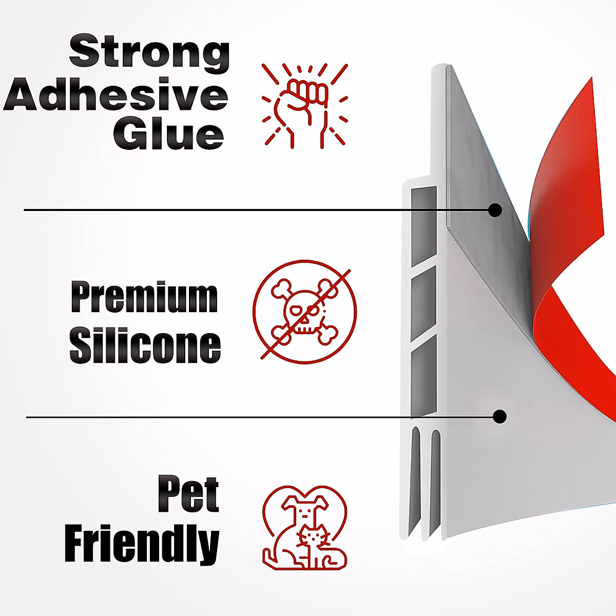 Suptikes 4 Pack Door Sweep,Door Draft Stopper with Strong Adhesive for Exterior&Interior Doors,Door Seal Used for Dust-Proof, Winter-Proof, Block Light and Noise,1.8" W x 37" L,White