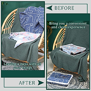 12 Pcs Clear Zippered Storage Bags PVC Sweater Storage Bags Sheet Organizer Plastic Sheet Storage Sweater Bags with Zipper and Label Pocket for Clothes Closet Linen Sweater Pillow (14 x 12 x 3 Inch)