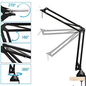 AT2020 Mic Stand with Pop Filter - Professional Microphone Boom Arm Compatible with Audio-Technica AT2020 AT2020USB+ AT2035 by YOUSHARES