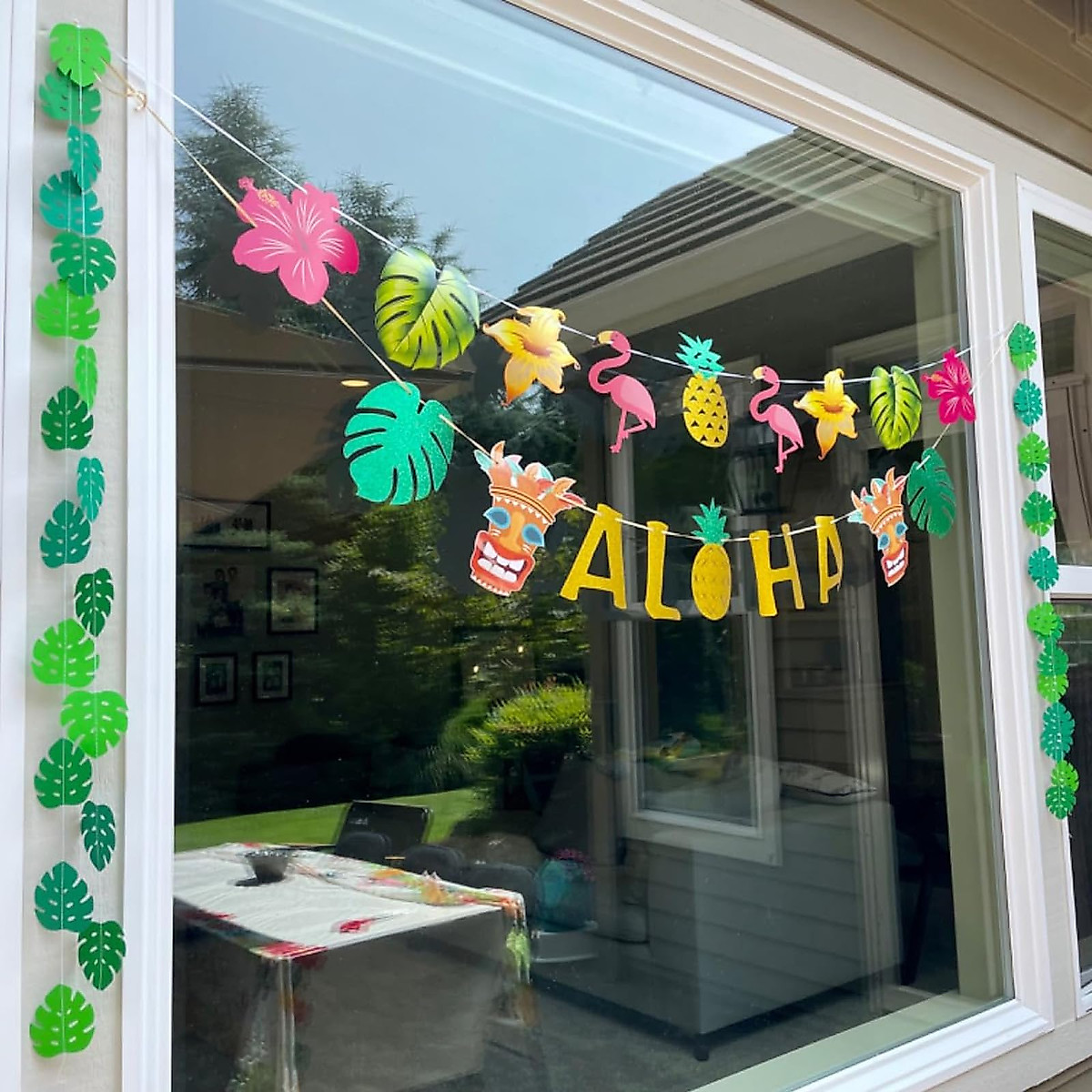 Hawaiian Aloha Party Decorations - Gold Glittery Aloha Banner for Hawaii Tropical Luau Themed Party Supplies