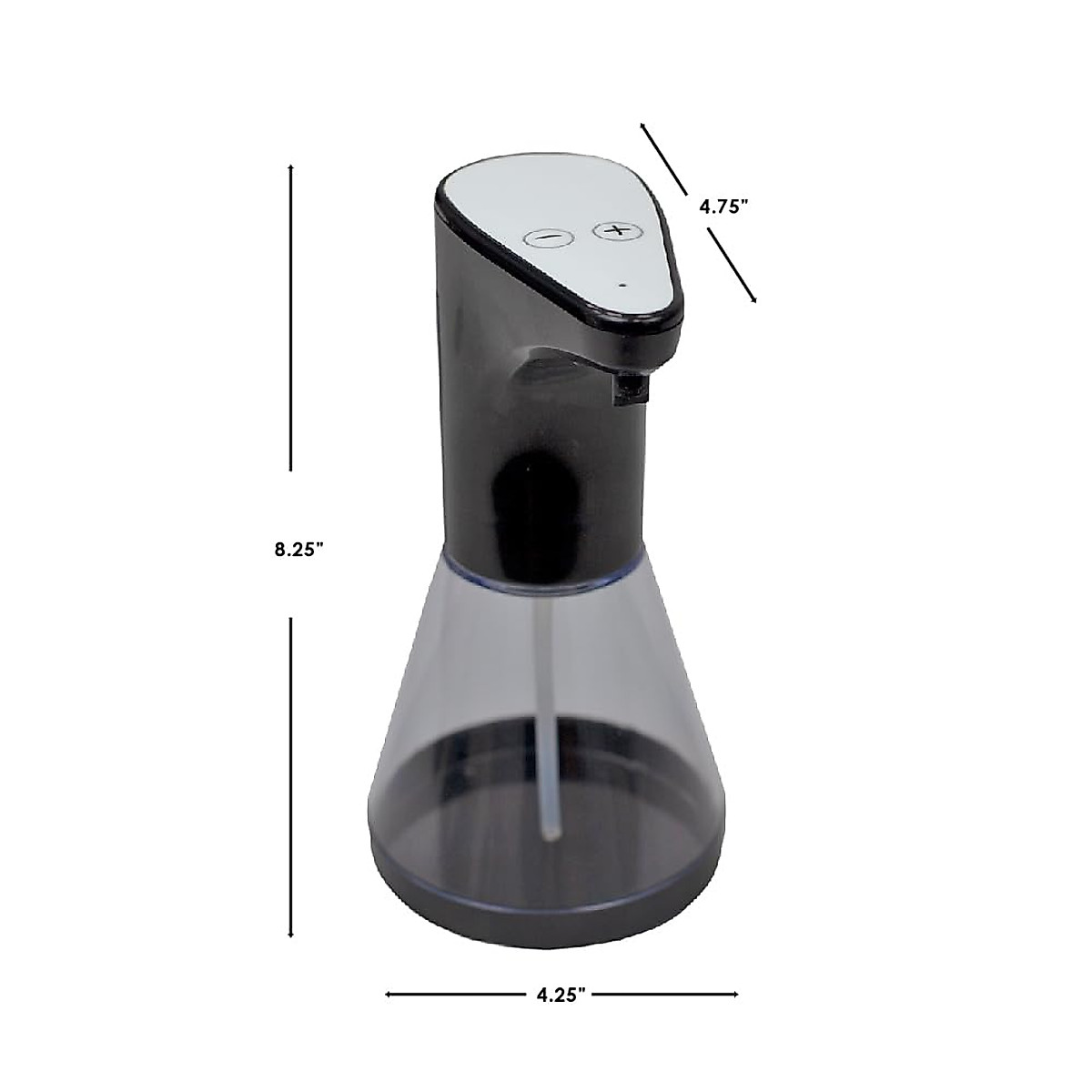 Home Basics Foaming 16 oz Compact Countertop Dispenser on 4 AA Batteries, Touchless, Splash-Proof, Automatic Liquid Soap Pump for Bathroom and Kitchen, Black