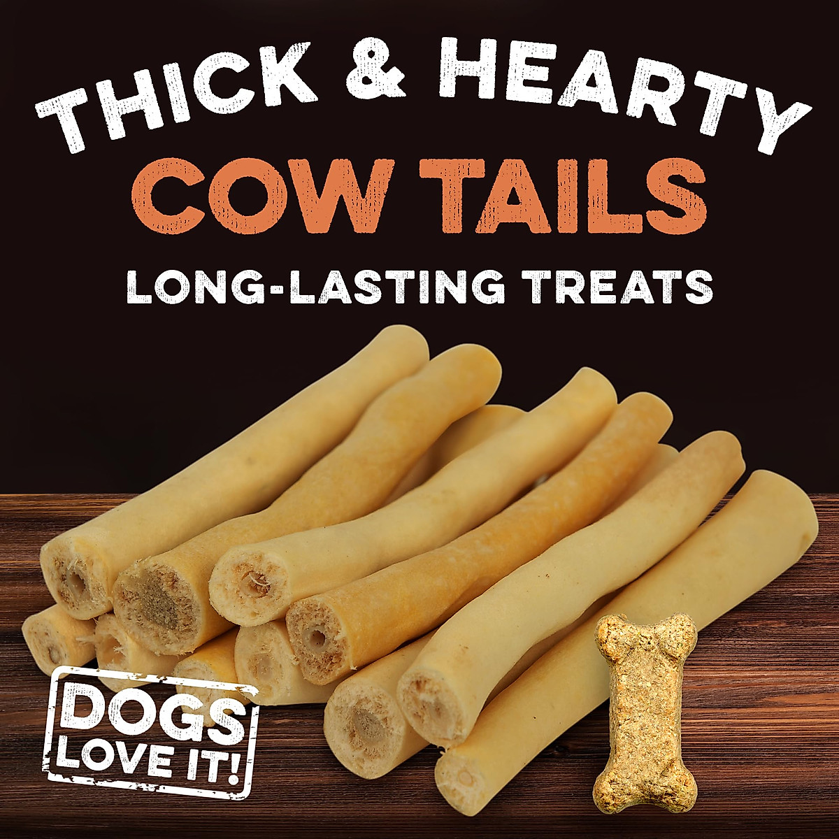 BRUTUS & BARNABY 100% Natural Cow Tails Dog Treat - Our Healthy Cow Tails for Dogs are Easy to Digest, Chemical & Hormone Free - Thick & Hearty Chew, Great Rawhide Alternative for Small Or Large Dogs