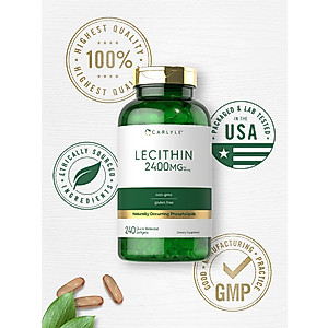Carlyle Lecithin 2400mg | 240 Softgel Capsules | Phospholipid Supplement | Non-GMO, Gluten Free