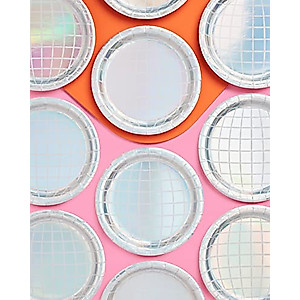 xo, Fetti Disco Ball Paper Plates - 25 pk, 9" | Bachelorette Party Decorations, Last Disco, Space Cowboy Birthday Party, 70s Groovy Party