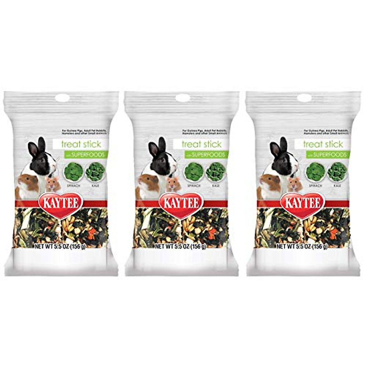 Kaytee 6 Pack of Small Pet Superfood Treat Sticks.17 Ounces Each, with Spinach and Kale