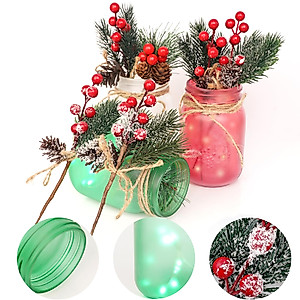 CNVOILA Christmas Centerpiece, Christmas Decor Mason Jars, Mantle Centerpiece Table Decorations, Holiday Table Centerpieces Bulk, Home Mantle Decor, Coffee Table Christmas Decor – 3PC