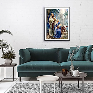 Nativity Scene Diamond Paintings Kits for Adults, Christmas Jesus was Born Diamond Art Kits Full Drill Diamond Dots Paint with Diamonds Gem Arts and Crafts for Beginner Home Religious Wall Decor